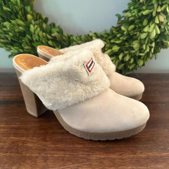 Hunter | Shoes | Hunter Shearling Trim Mules 8 | Poshmark